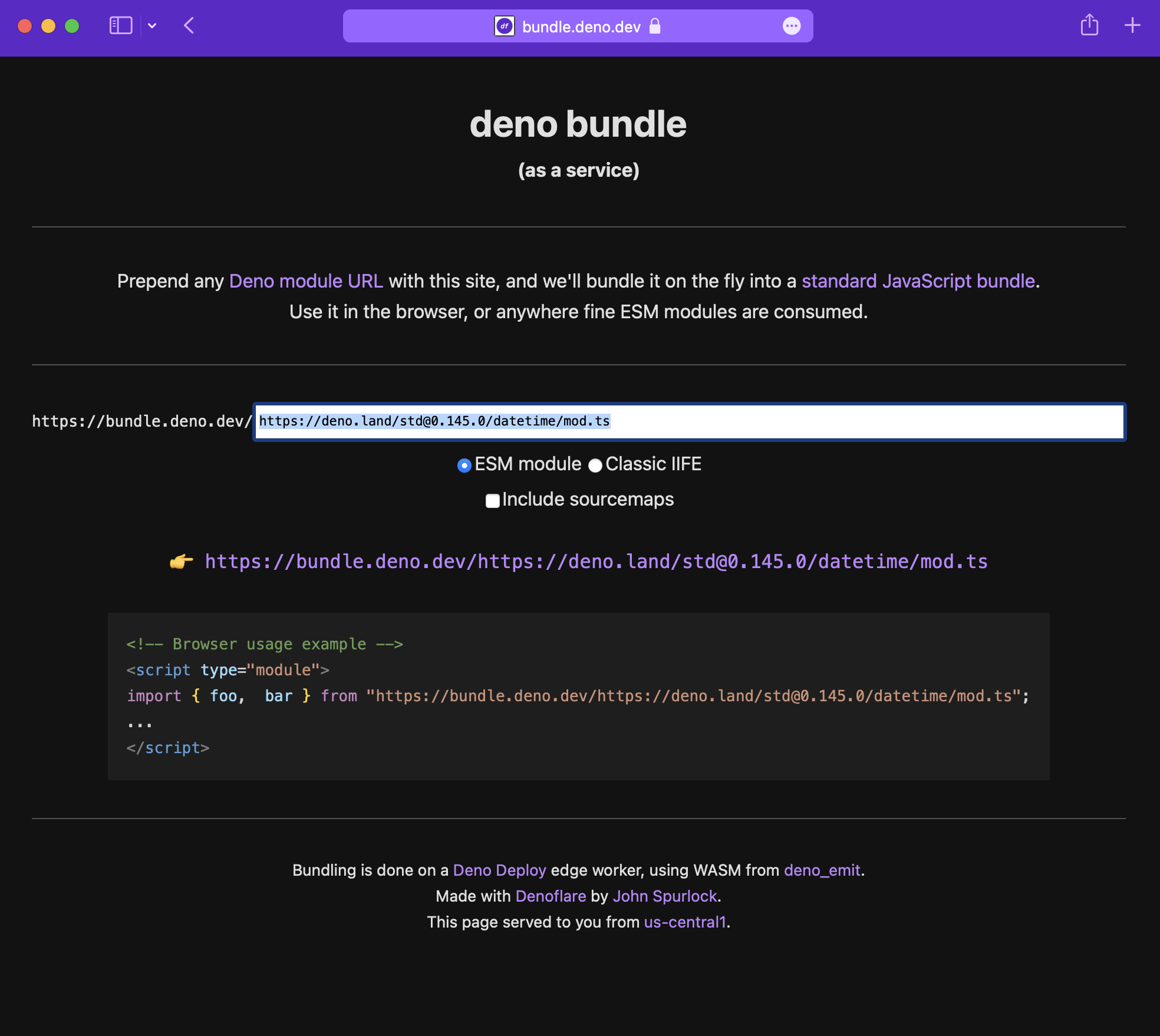 deno bundle, as a service